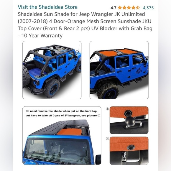 shadeidea | Other | Shadeidea Jk Jeep Wrangler Sun Shades | Poshmark